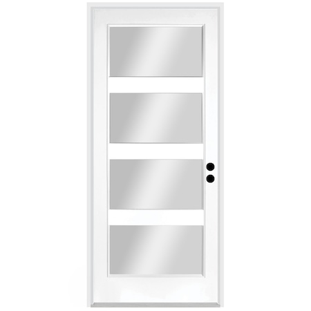 Codel Doors 32" x 80" Primed White Contemporary Flush-Glazed Exterior Fiberglass Door ...